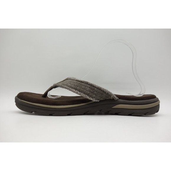 Skechers | Shoes | Skechers Relaxed Fit Brown Distressed Slide Flip ...
